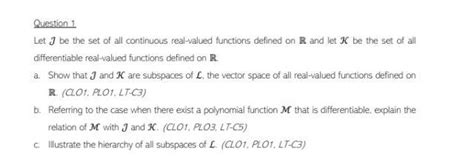 question 1 let j be the set of all continuous