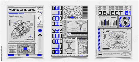 Posters With Hud Elements Perspective Grid Futuristic Design Elements