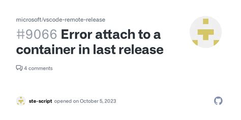 Error Attach To A Container In Last Release · Issue 9066 · Microsoft