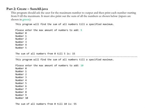 Solved Part 2 Create Sum Alljava This Program Should Ask