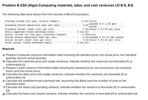 solved problem 8 23a algo computing materials labor and