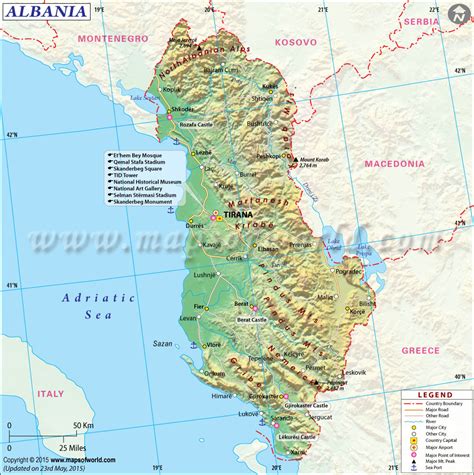 Detailed Political Map Of Albania Ezilon Map