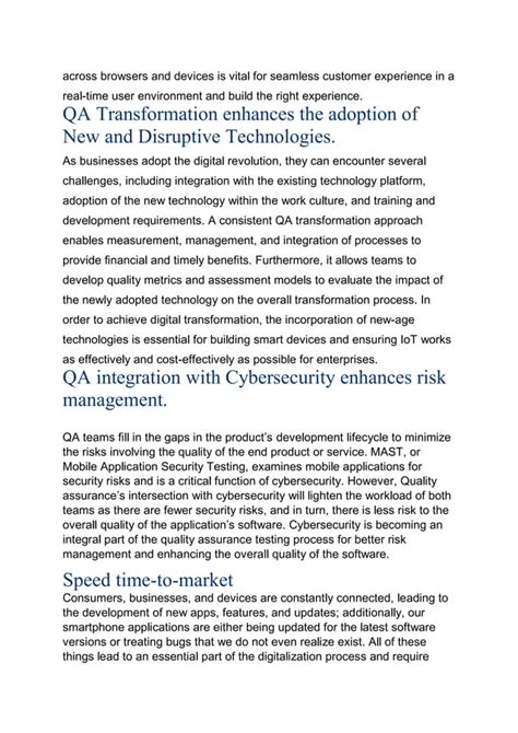 Why Is Qa Transformation Vital For Digital Transformationpdf Computer Software And