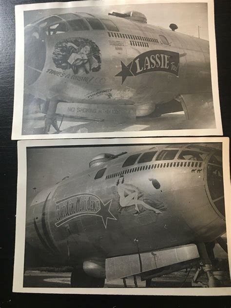 2 Original Nose Art Photos B 29 Bomber Raidin Maiden And Lassie 5x3
