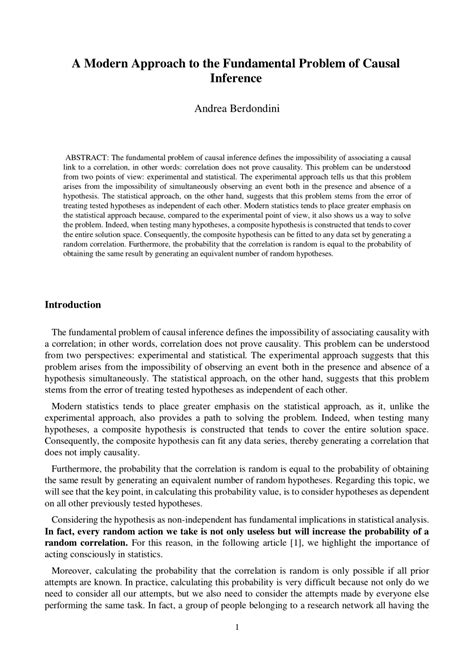 Pdf A Modern Approach To The Fundamental Problem Of Causal Inference