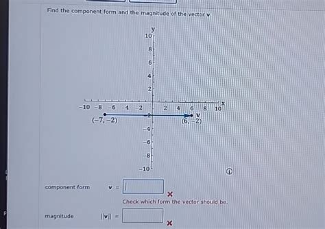 Solved Find the component form and the magnitude of the | Chegg.com