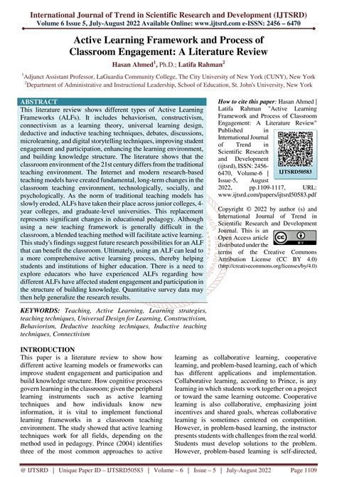 Active Learning Framework And Process Of Classroom Engagement A