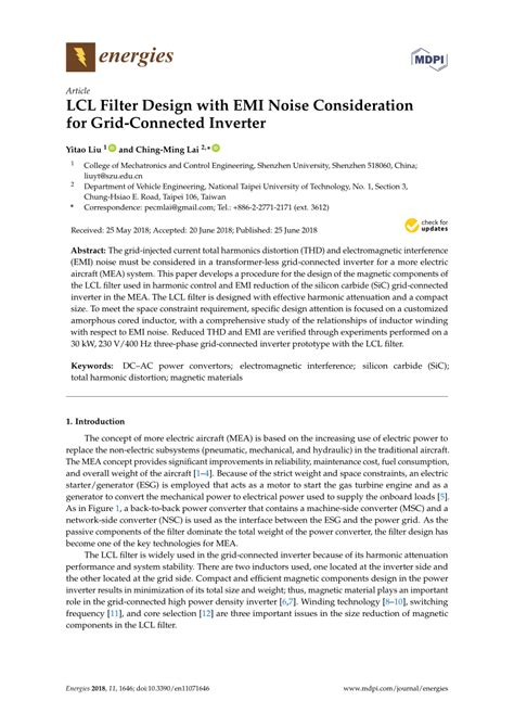 Pdf Lcl Filter Design With Emi Noise Consideration For Grid Connected