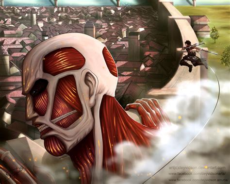 Eren Yeager Vs Colossal Titan Epic Attack On Titan Hd Wall Art By