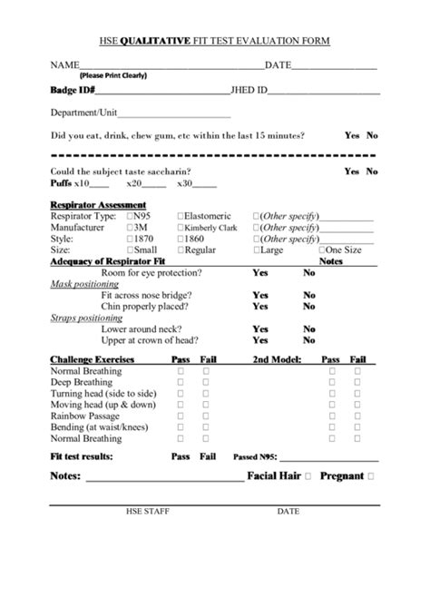 Se Qualitative Fit Test Evaluation Form Printable Pdf Download