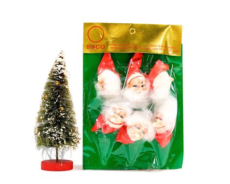 Vintage Ssco Santa Head Picks In Package Christmas Crafts Etsy