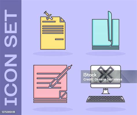 키보드와 X 마크 고정 푸시 버튼 빈 노트북과 펜 및 파일 문서 아이콘 메모 종이와 컴퓨터를 설정합니다 벡터 0명에 대한 스톡 벡터 아트 및 기타 이미지 Istock