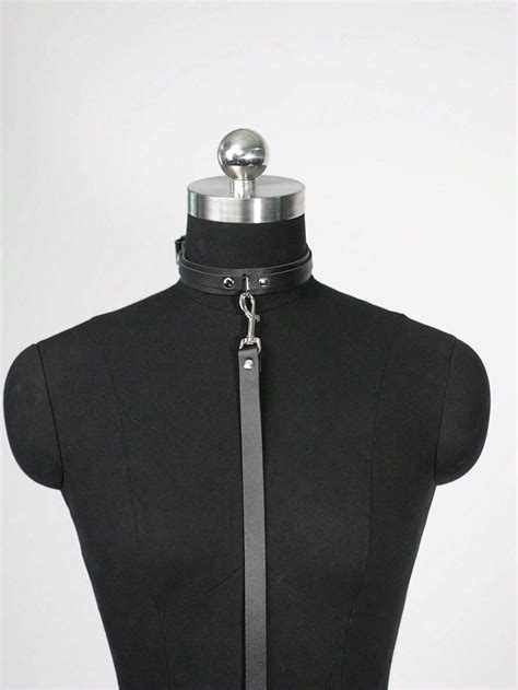 Adult Sexy Bondage Chain Belt Pu Leather Gothic Collar With A Leather