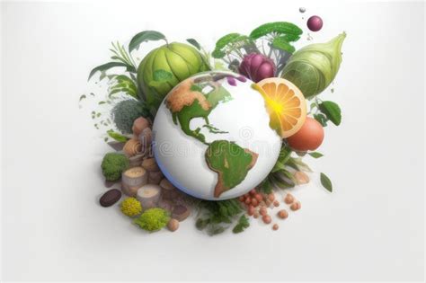World Health Day Concept Planet And Healthy Food Generative Ai Stock