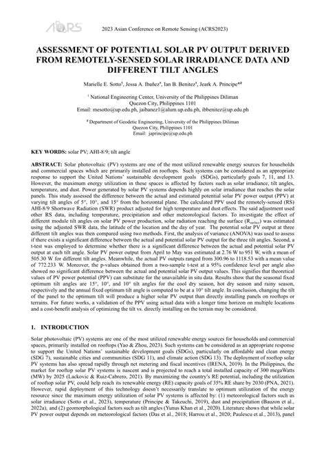 pdf assessment of potential solar pv output derived from remotely