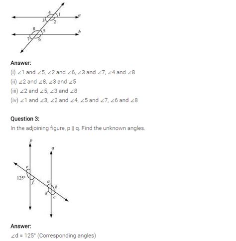 NCERT Solutions For Class Maths Chapter Lines And Angles Ex
