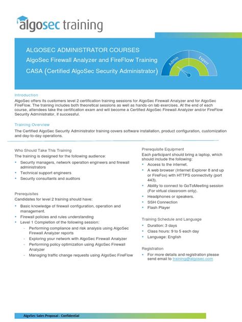 Algosec Administrator Training And Casa Certification Pdf Firewall Computing Computer Network