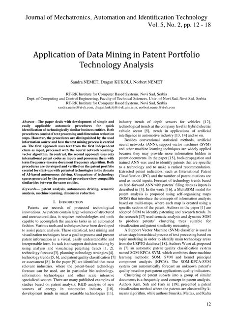 Pdf Application Of Data Mining In Patent Portfolio Technology Analysis