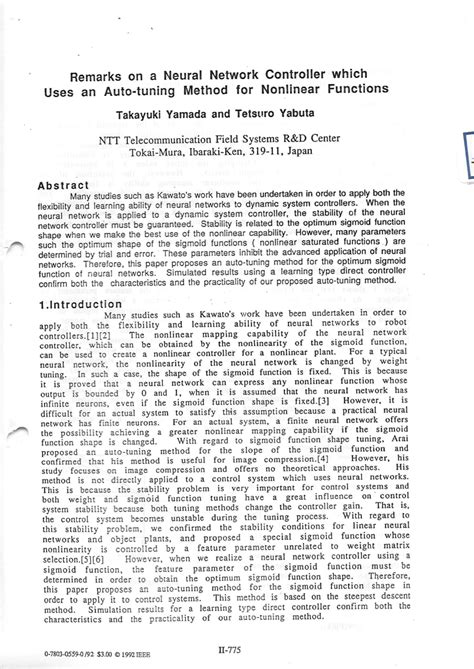 pdf remarks on a neural network controller which uses an auto tuning
