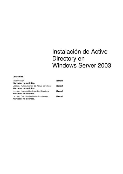 pdf de programación instalación de active directory en windows server