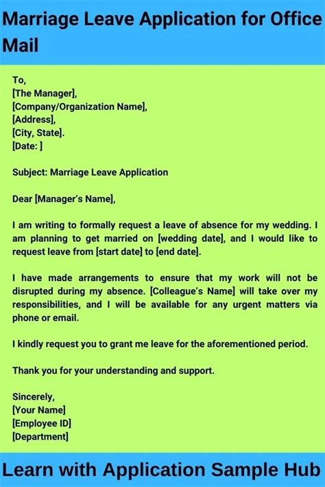Marriage Leave Application For Office 7 Samples