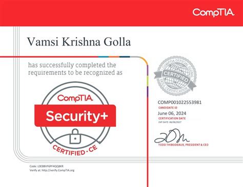Vamsi Krishna Golla On Linkedin Comptia Securityplus Certification