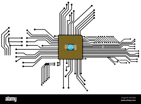 Abstract CPU Chip With Circuit Board Connection Stock Photo Alamy