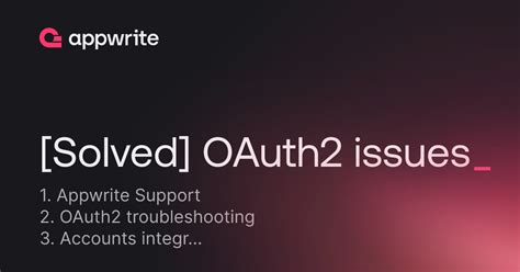 Solved Oauth2 Issues Threads Appwrite
