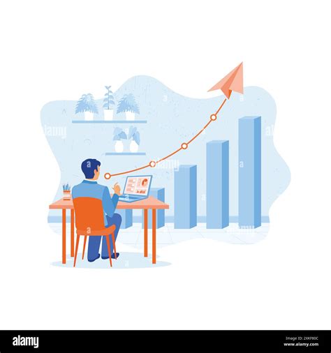 Businessman Analyzing Business Growth Using The Laptop The Laptop Screen Displays Statistical