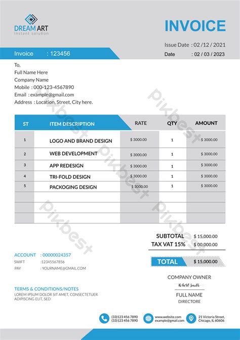Corporate Business Invoice Design Template Ai Free Download Pikbest