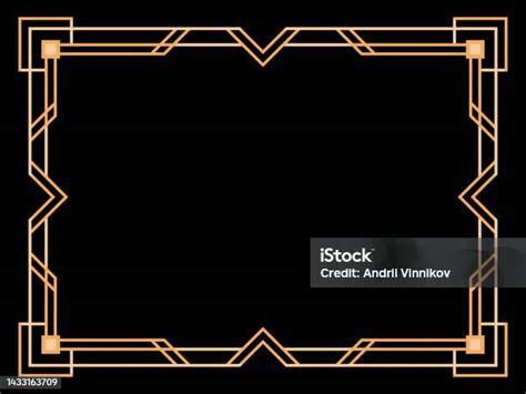 아르 데코 프레임 빈티지 선형 테두리 초대장 전단지 및 인사말 카드에 대한 템플릿을 디자인합니다 기하학적 황금 프레임 1920