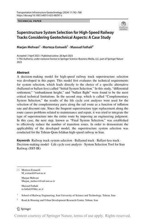 Superstructure System Selection For High Speed Railway Tracks