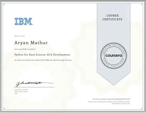 Aryan Mathur On Linkedin Python Programmer Coursera Ibm