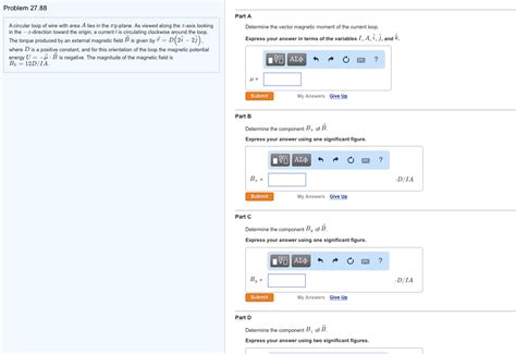 Solved A Circular Loop Of Wire With Area A Lies In The Chegg