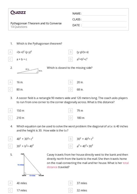 50 Converse Pythagoras Theorem Worksheets For 12th Class On Quizizz Free And Printable