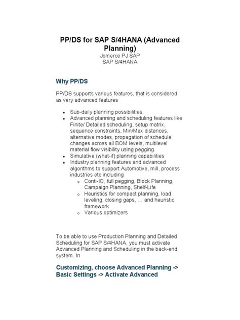 Ppds S4 Features Download Free Pdf Scheduling Production Processes Software Development