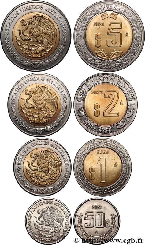 Mexique Lot 50 Centavos 1 2 Et 5 Pesos 2022 2023 Mexico Fwo 945483 Monde