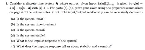 Solved 3 Consider A Discrete Time System H Whose Output
