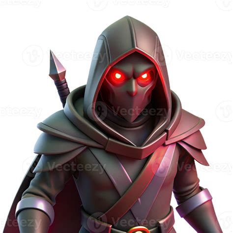 Dramatic Classic A Shadowy Assassin With Glowing Red Eyes And A Hooded