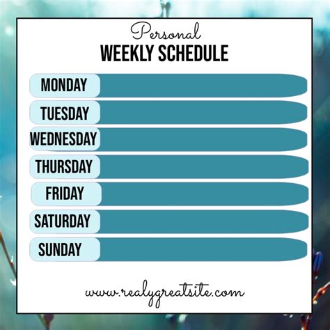 Personal Weekly Schedulepersonal To Do List Template Postermywall