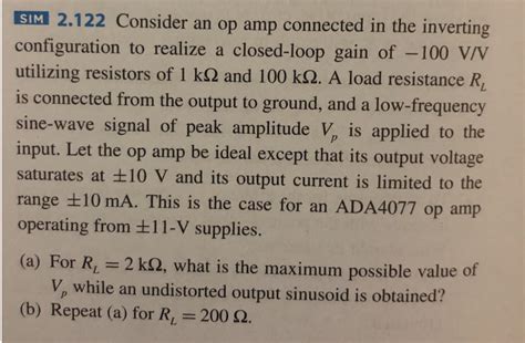 Solved Sim 2122 Consider An Op Amp Connected In The