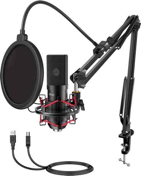 Fifine Usb Microphone Set With Flexible Boom Arm Stand Pop