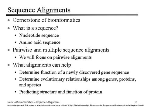 Introduction To Bioinformatics Sequence Alignments Sequence Alignments Cornerstone