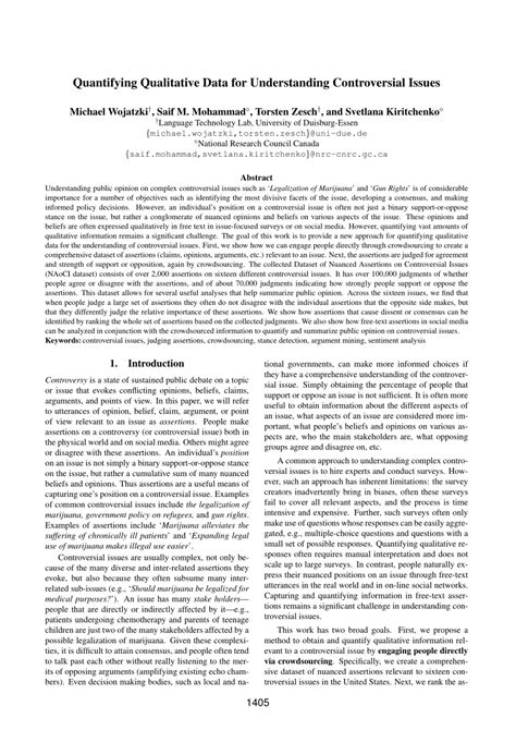 Pdf Quantifying Qualitative Data For Understanding Controversial Issues Pdf Quantifying Qualitative Data For Understanding Controversial Issues