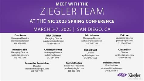 Meet With The Ziegler Team At The Nic 2025 Spring Conference The Team Can… Patrick Mallen