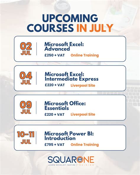 Level Up Your Skills This July Squareone Training