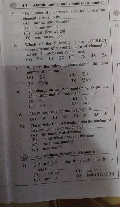 The Charge On The Atom Containing 17 Protons 18 Neutrons And 18 Electron