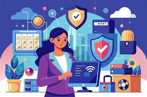 A Woman Focuses On Her Computer Ensuring The Security System Is Running