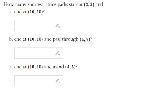 solved how many shortest lattice paths start at 3 3 ﻿anda