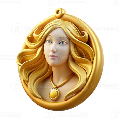 Acclaimed Artistic Concept Art Style Isolated Cutout Art Nouveau Pendant Gold Featuring A